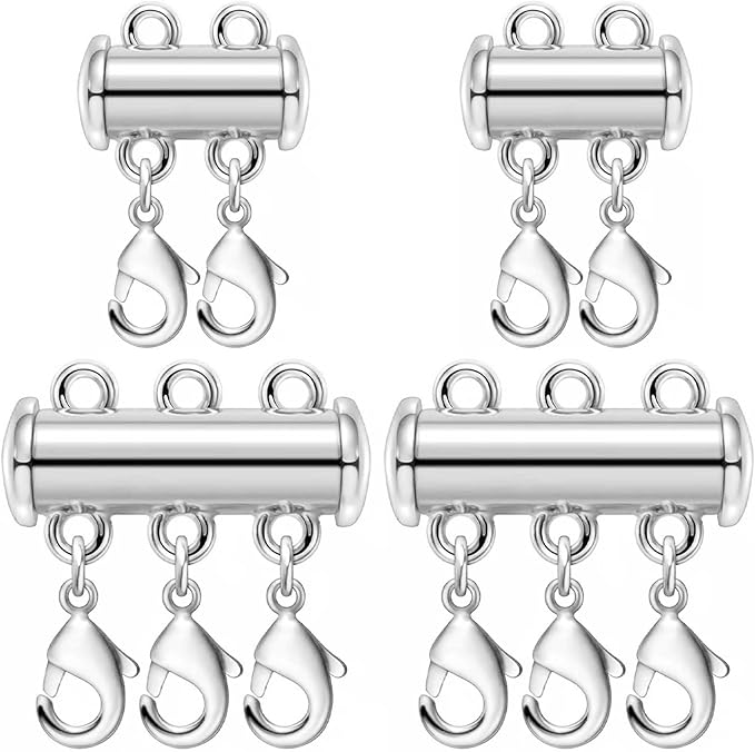 Amazon.com: OHINGLT Necklace Layering Clasps Magnetic Slide Lock Clasp ...