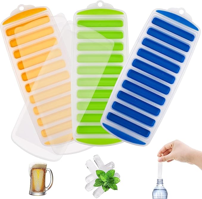 Amazon.com: 3 Pcs Long Ice Stick Tray Silicone with Lid,Water Bottle ...