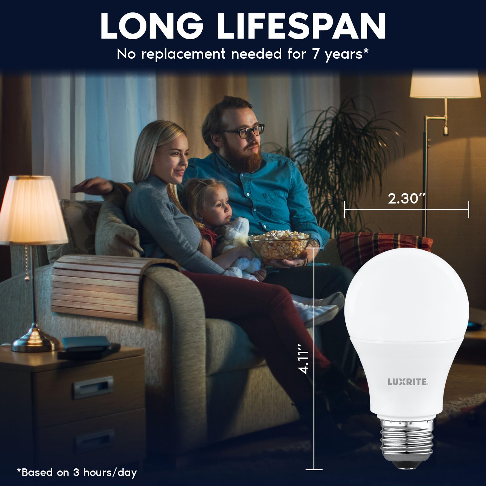 Snapklik.com : LUXRITE A19 LED Light Bulb 60 Watt Equivalent, 3500K ...