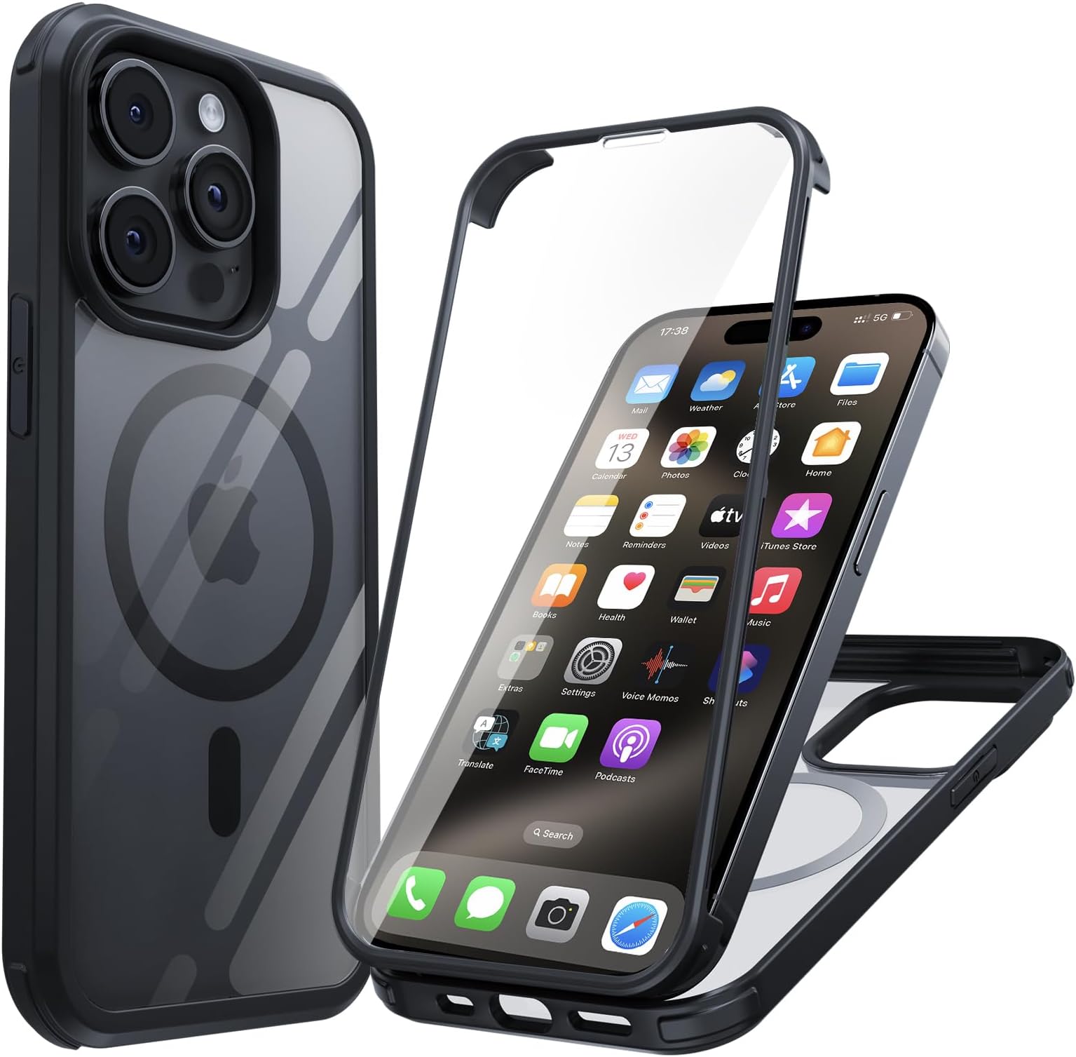 Neeliup für iPhone 15 Pro Max Hülle mit Panzerglas - 360 Grad ...