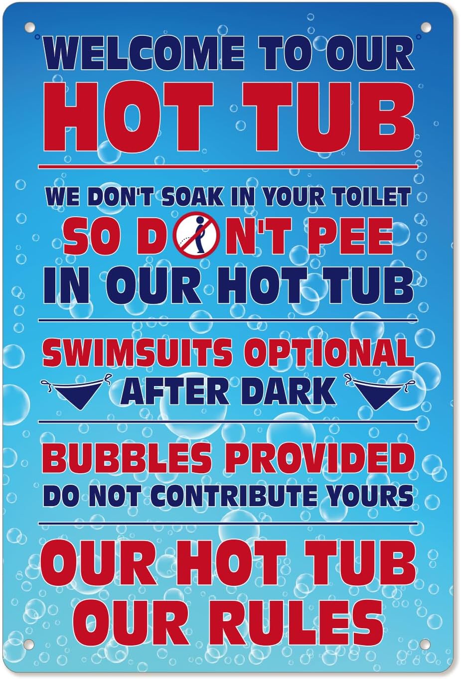 Amazon.com: GROWTHMAGIC Hot Tub Rules Sign - 12x8 Inches Funny Hot Tub ...
