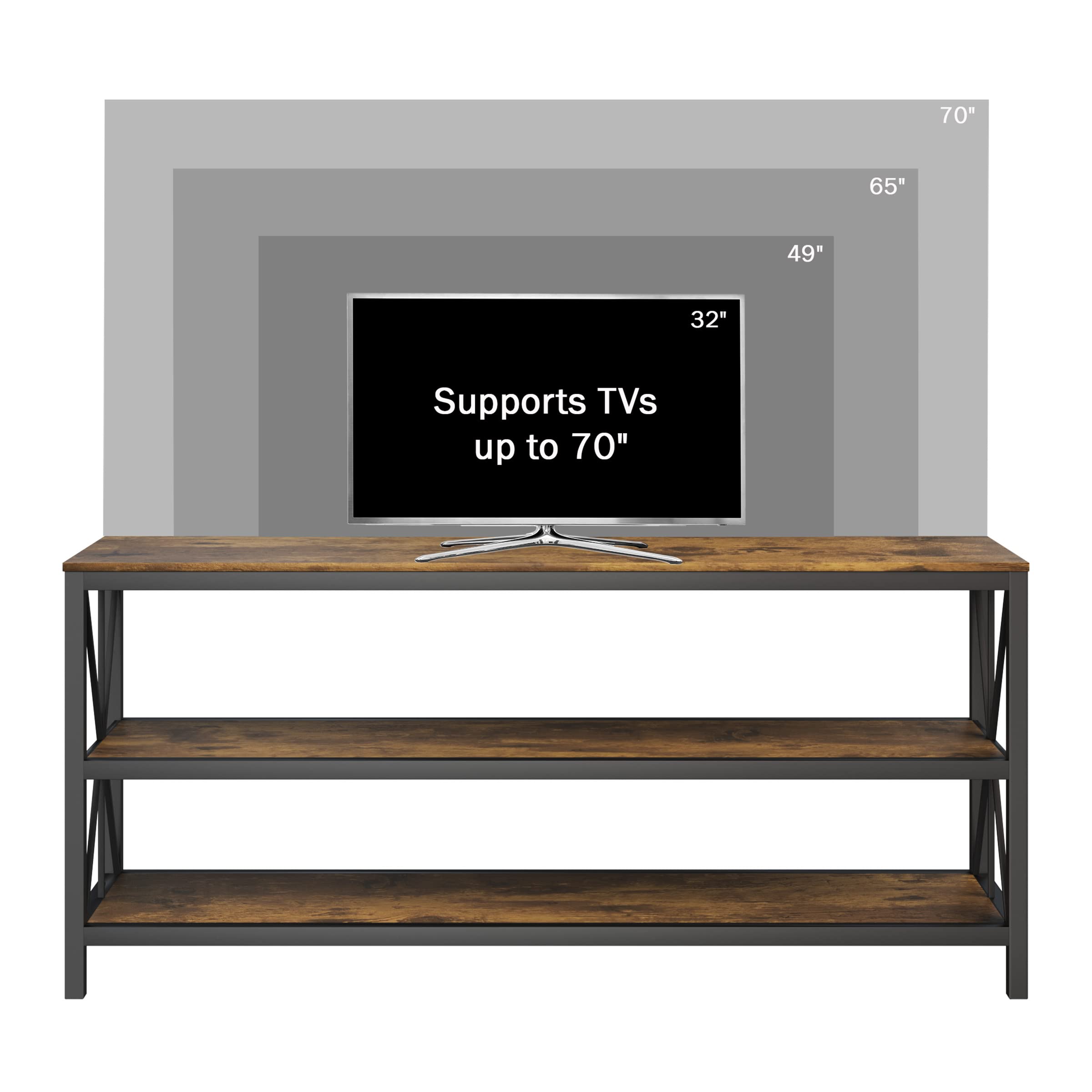 Snapklik.com : Lavish Home Farmhouse TV Stand 3-Tier Open Back ...