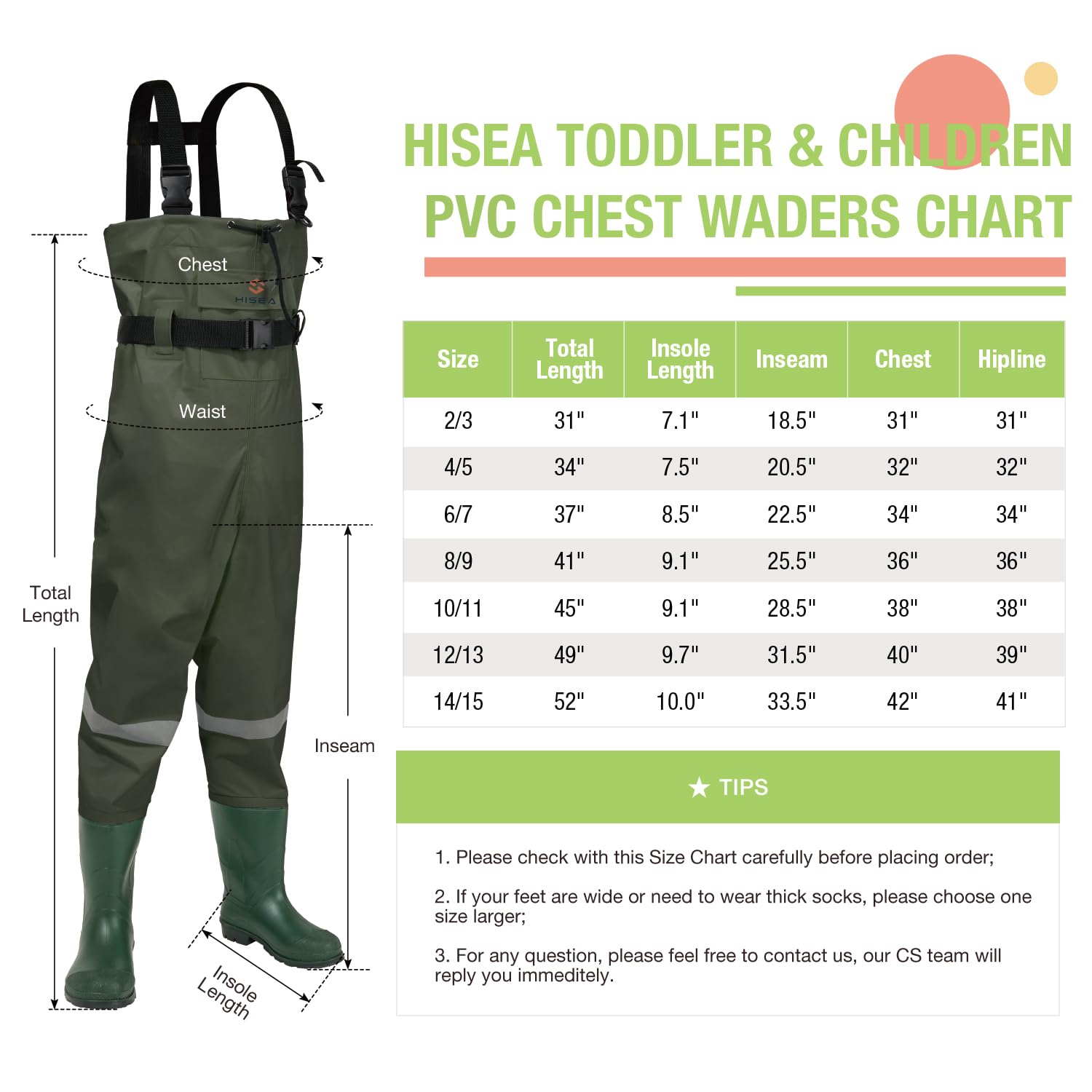 Snapklik.com : HISEA Kids Chest Waders Nylon/PVC Youth Fishing Waders ...