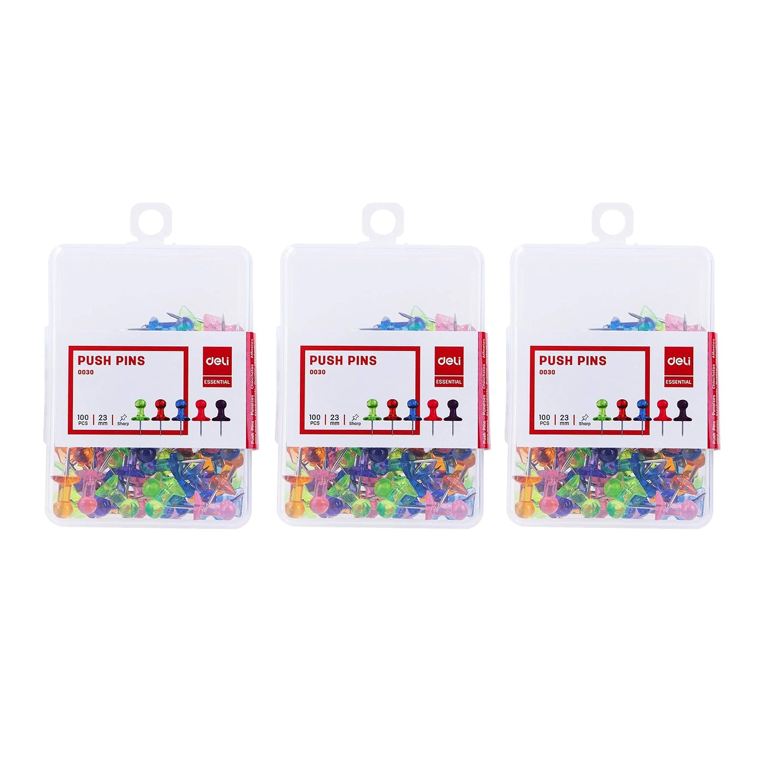 deli W0030 Colorful Push Pin, 23mm, 100pcs, Thumb Tacks, Notice Board ...