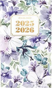 AT-A-GLANCE Agenda 2025-2026, 3-1/2 x 6 pulgadas, tamaño de bolsillo ...
