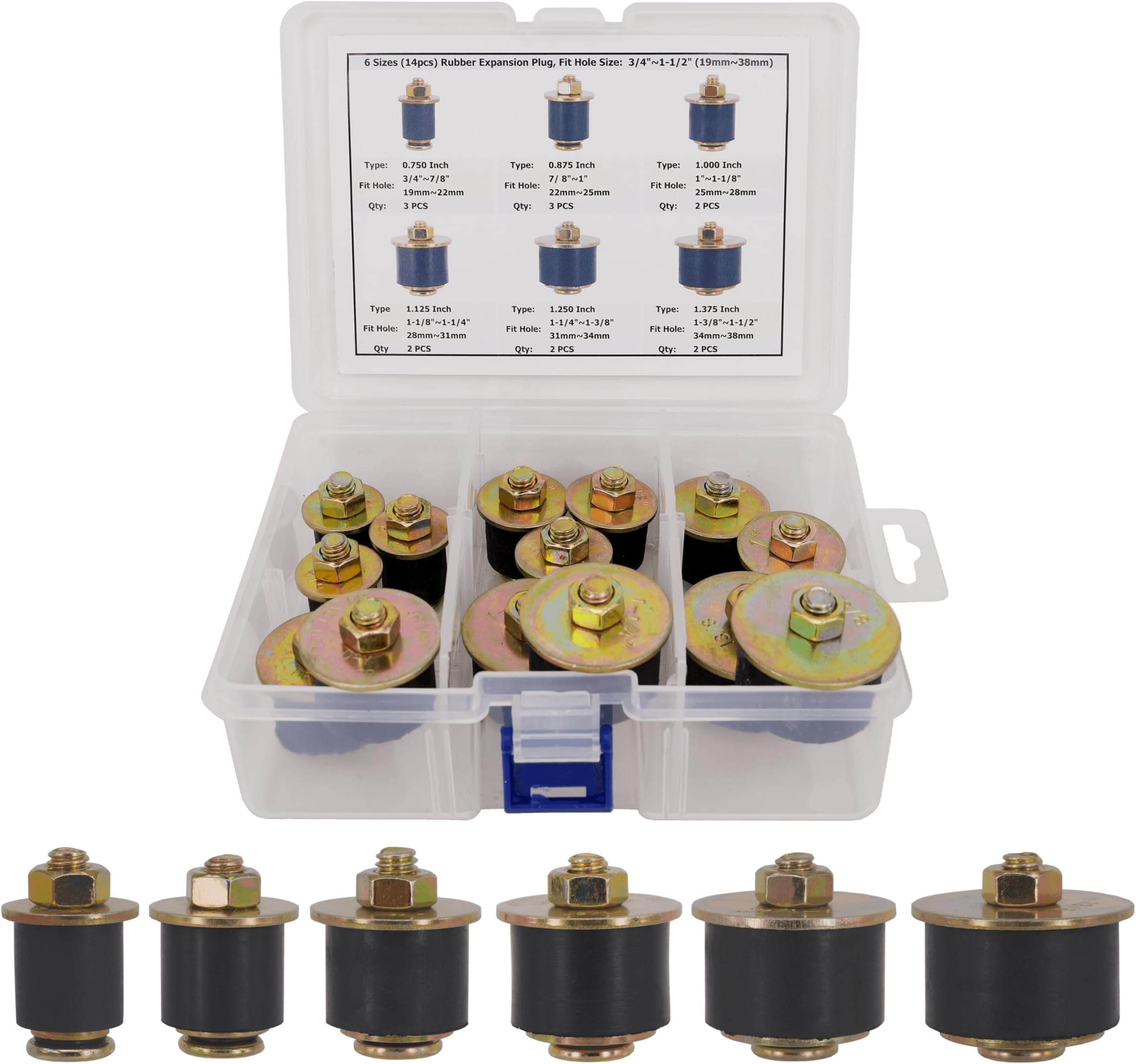 Amazon.com: Dsnaduo 6 Sizes (14pcs) Neoprene Rubber Expansion Plug 3/4 ...