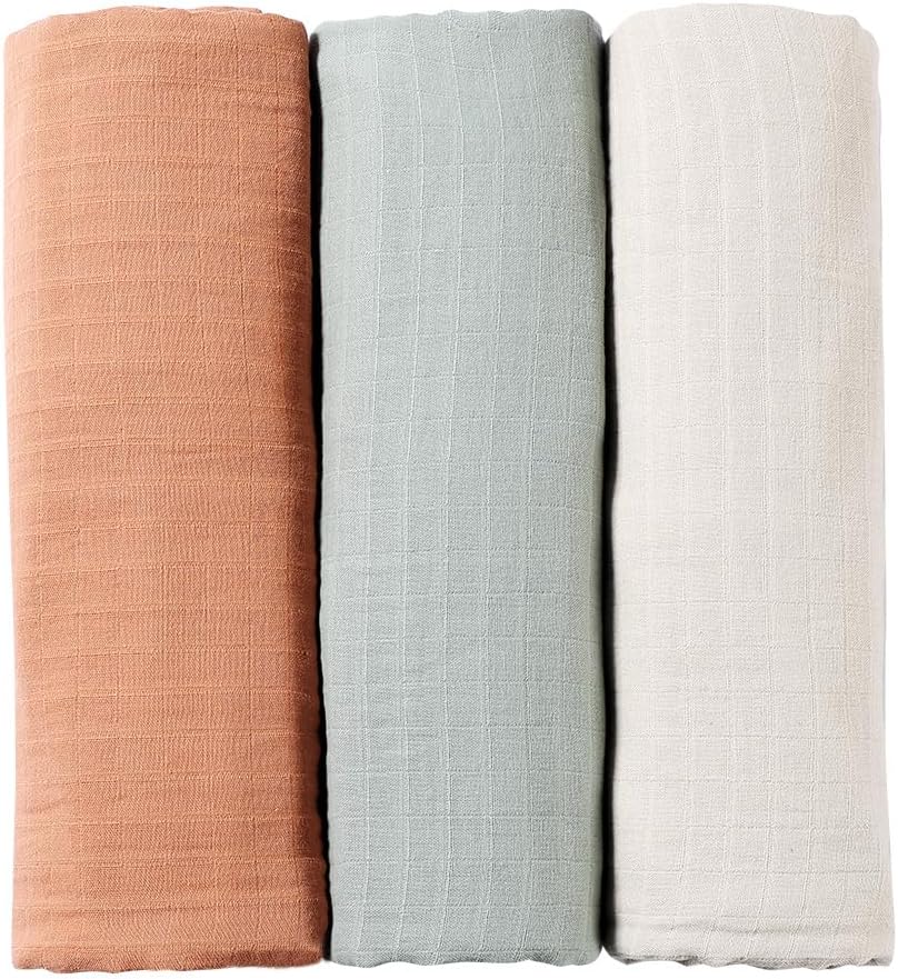 Bubba Blue Nordic Muslin Wrap 120 x 120 cm Size, Grey/Sand (Pack of 3 ...