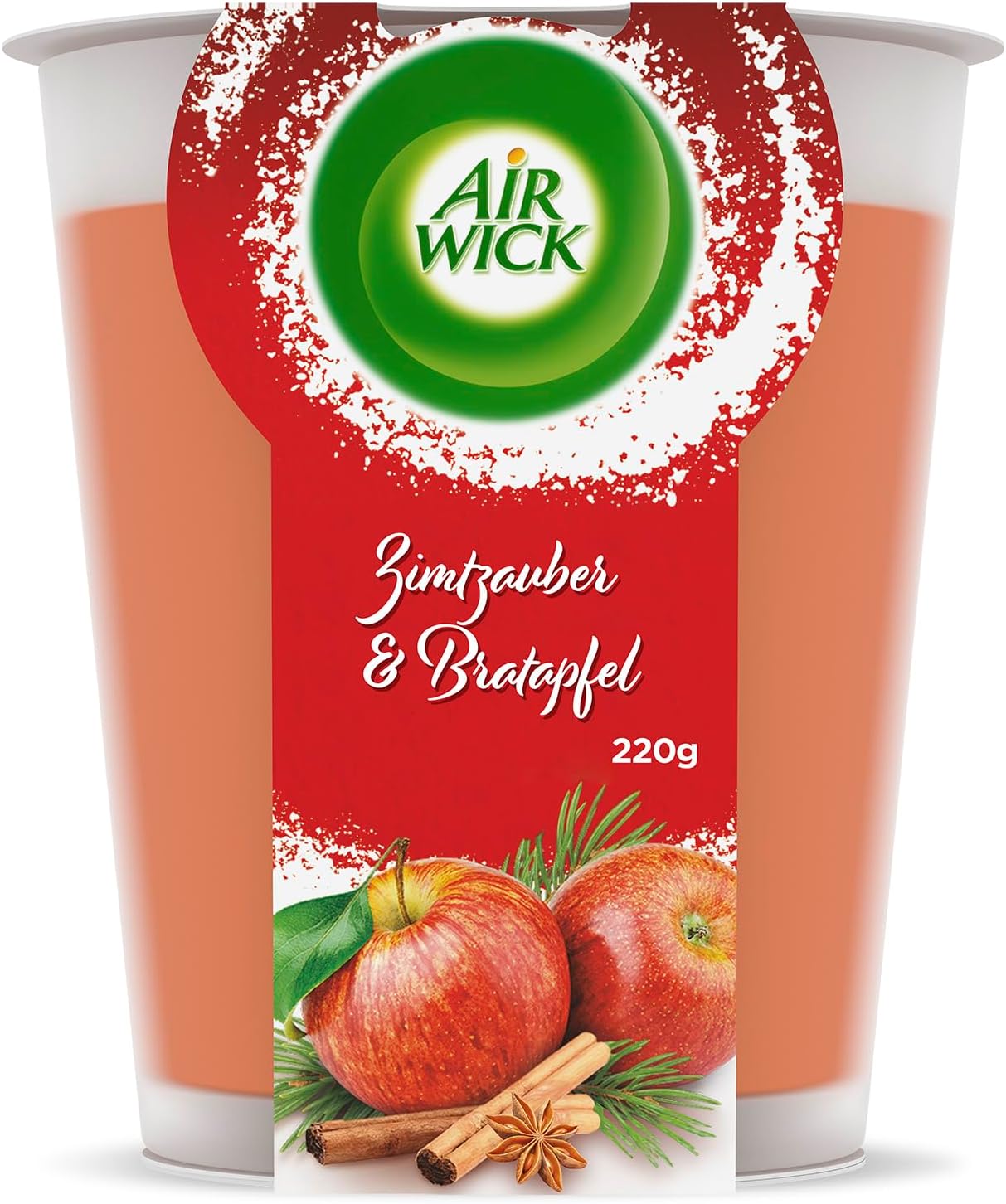Air Wick Wohlfühl-Duftkerze XL im Glas – Duft: Zimtzauber und Bratapfel – Bis zu 40 Stunden ...