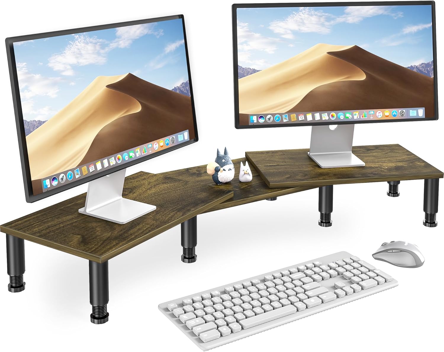 AX WABER Dual Monitor Stand Riser, Monitor Stand with Adjustable Length ...