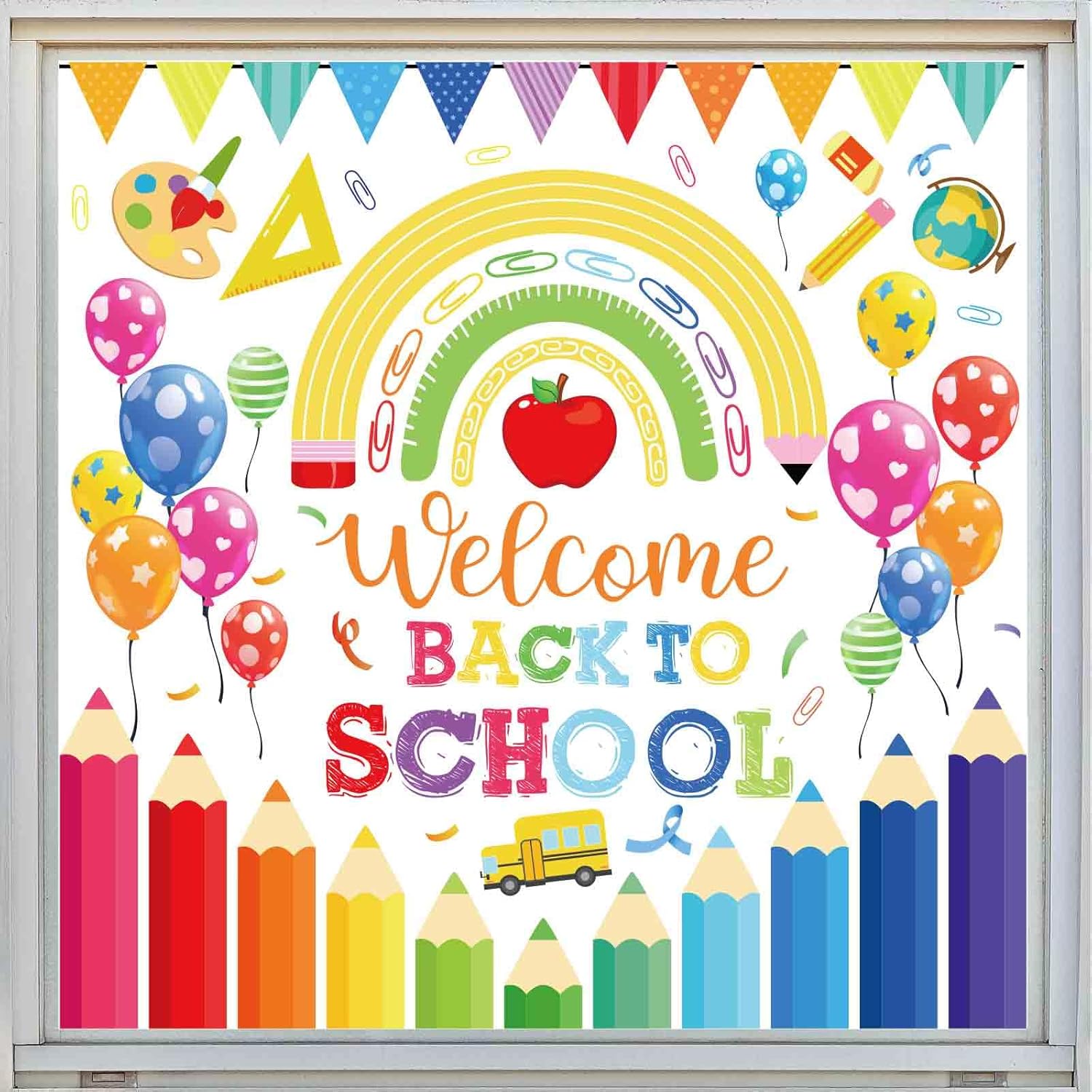 Amazon.com: Generic AnyDesign 6 Sheet Welcome Back to School Window ...