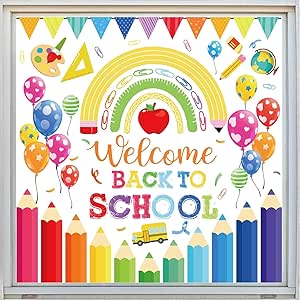Amazon.com: Generic AnyDesign 6 Sheet Welcome Back to School Window ...