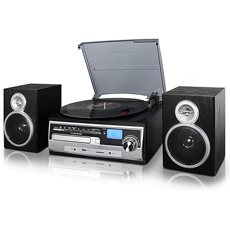 Amazon.com: Trexonic 3-Speed Turntable with CD Player, Double Cassette ...