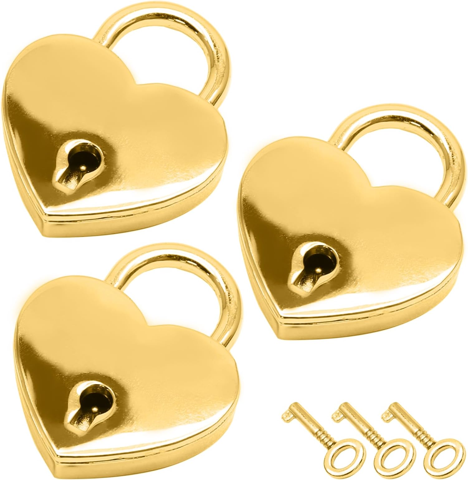 PHITUODA 3pcs Mini Heart Shaped Padlock, Metal Lock with Key for Diary ...