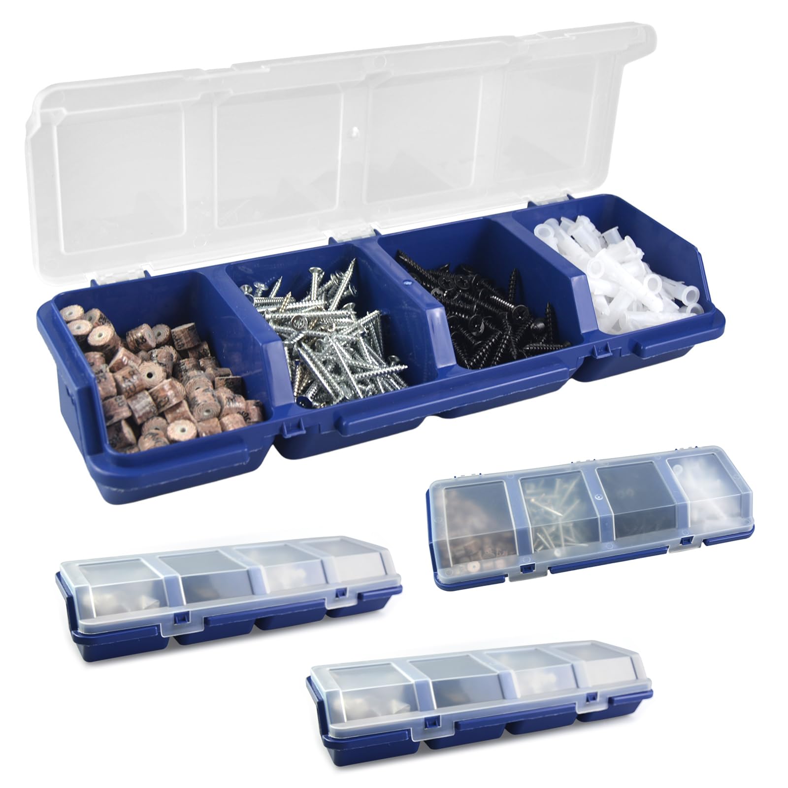 Amazon.com: Screw Organizer Storage Bins, 4 Pack Stackable Plastic Bins ...