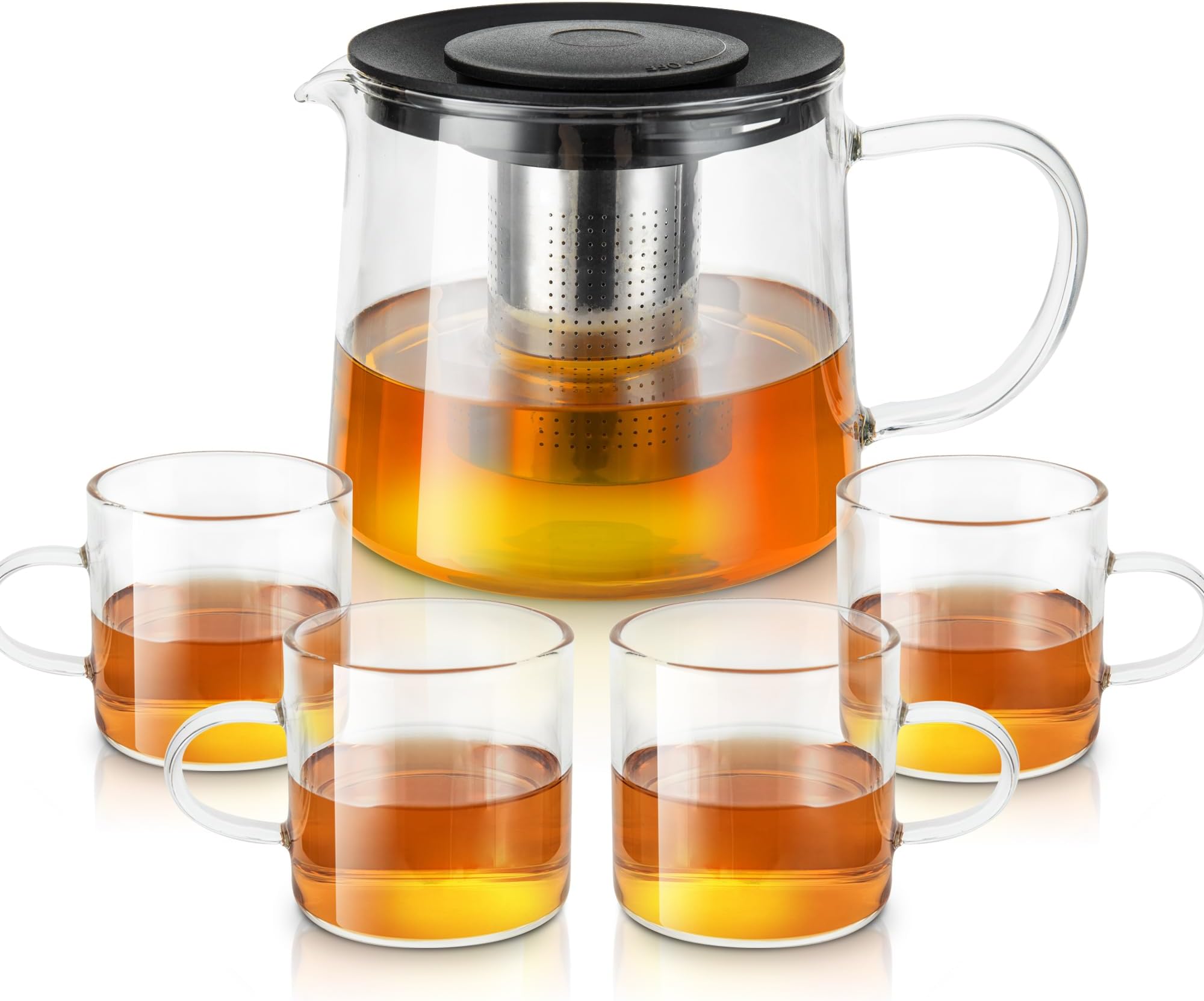 Amazon.com | Glass Teapot Set, 37OZ/1100ML Glass Tea Kettle with 4 ...