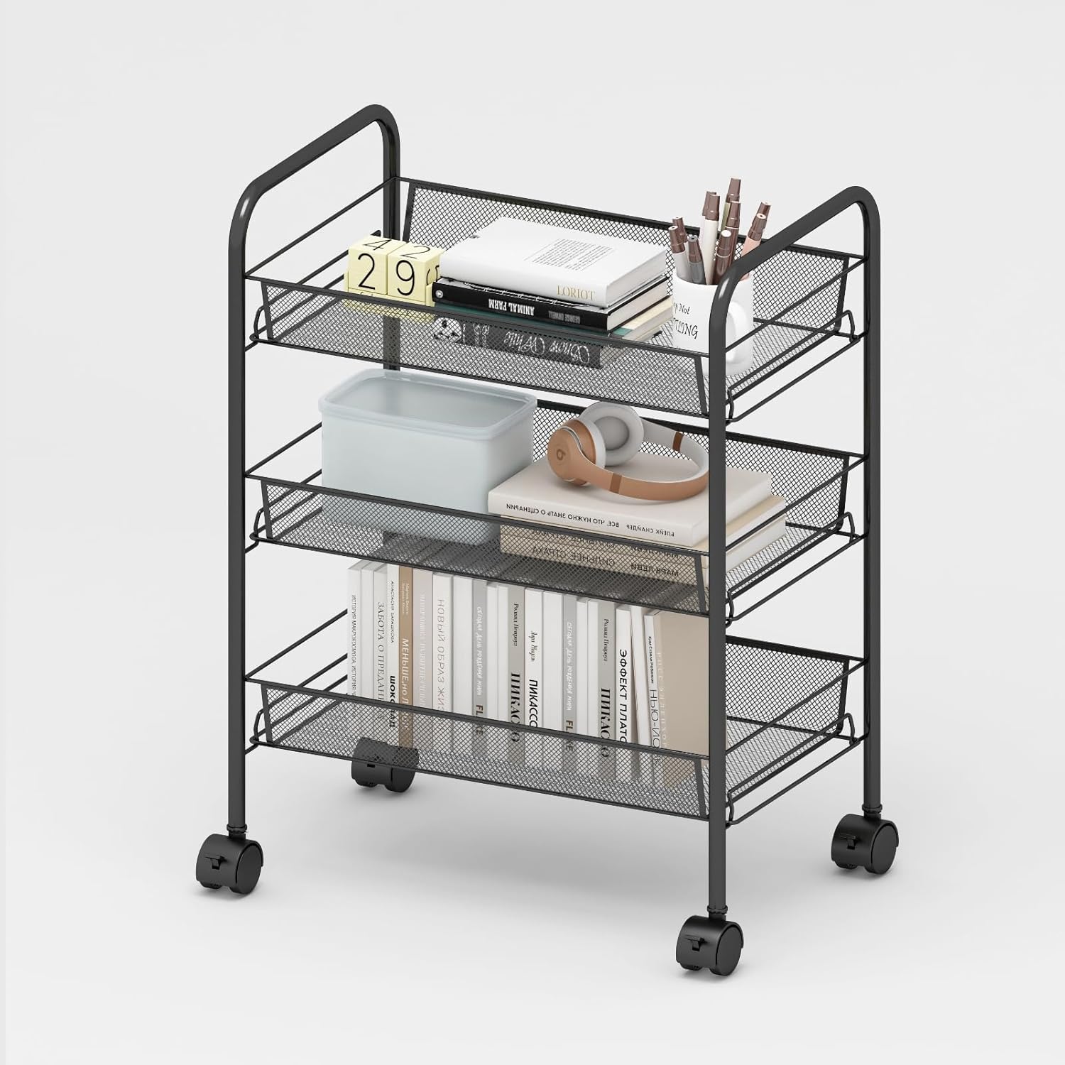 Amazon.com: Growfessor Extra-Large 3-Tier Rolling Cart - Spacious ...