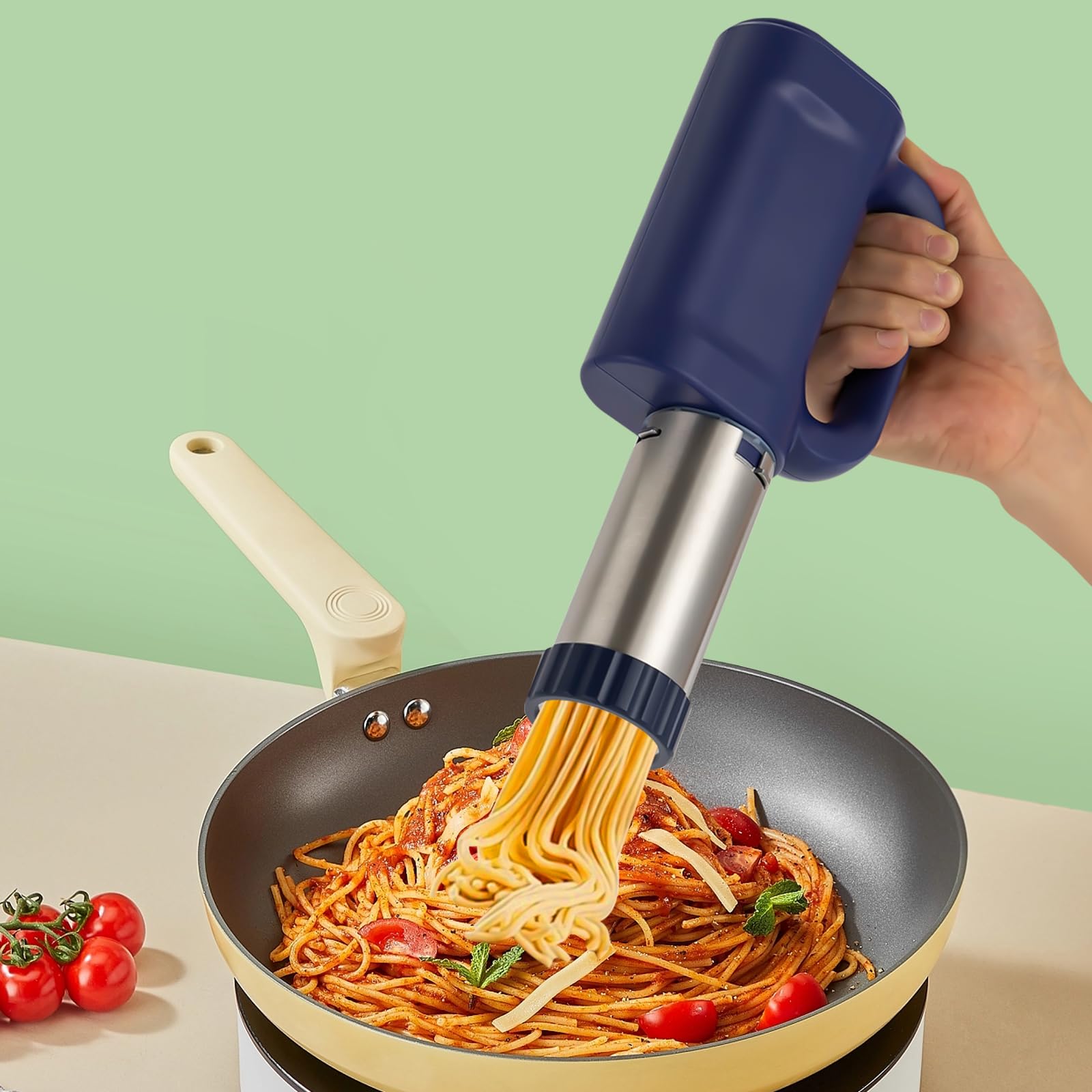 Handheld Pasta Maker Cordless Electric Idiyappam Maker - 5-in-1 Pasta ...