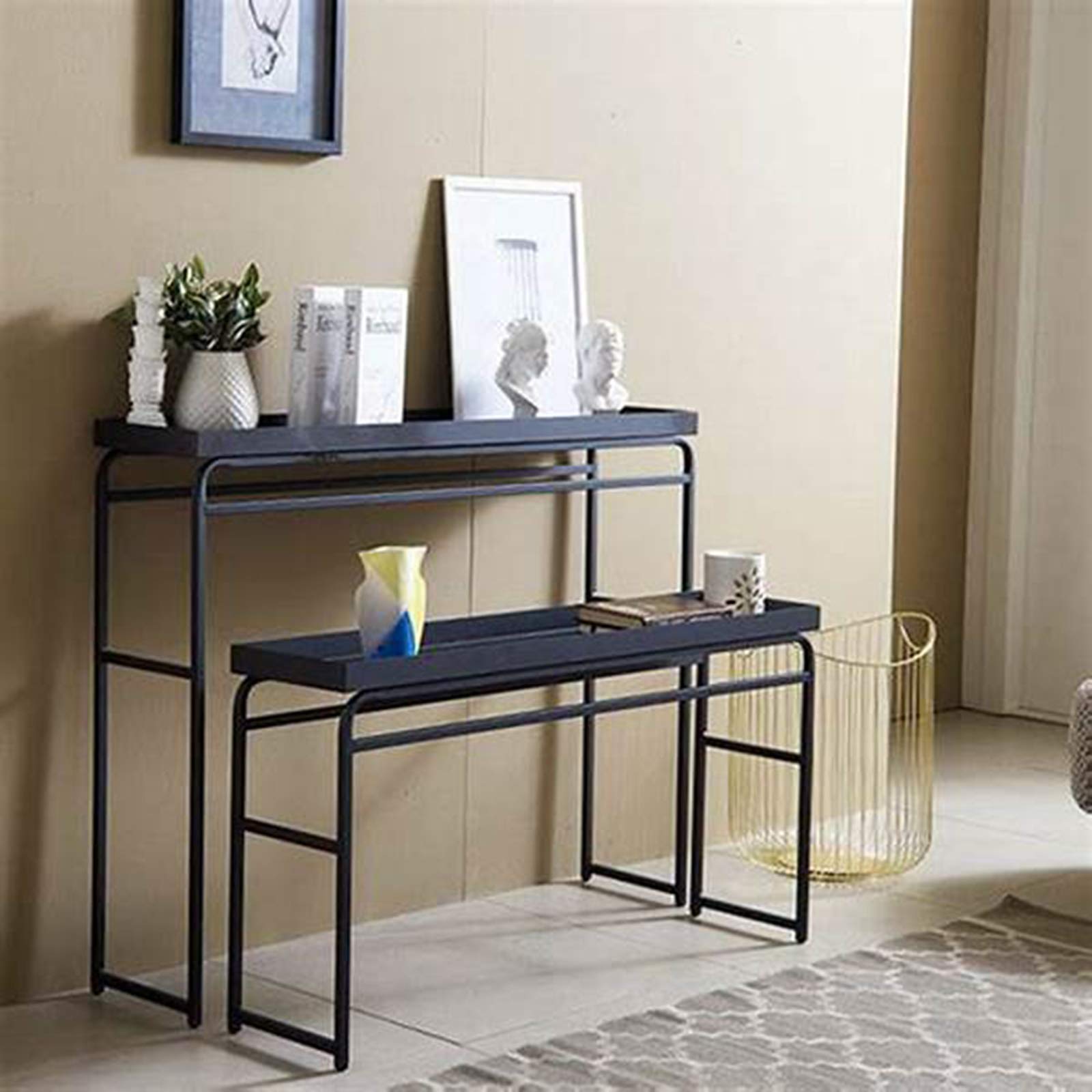 Wrought Iron Console Table Attached To Wall Robeck Cosmic Marble