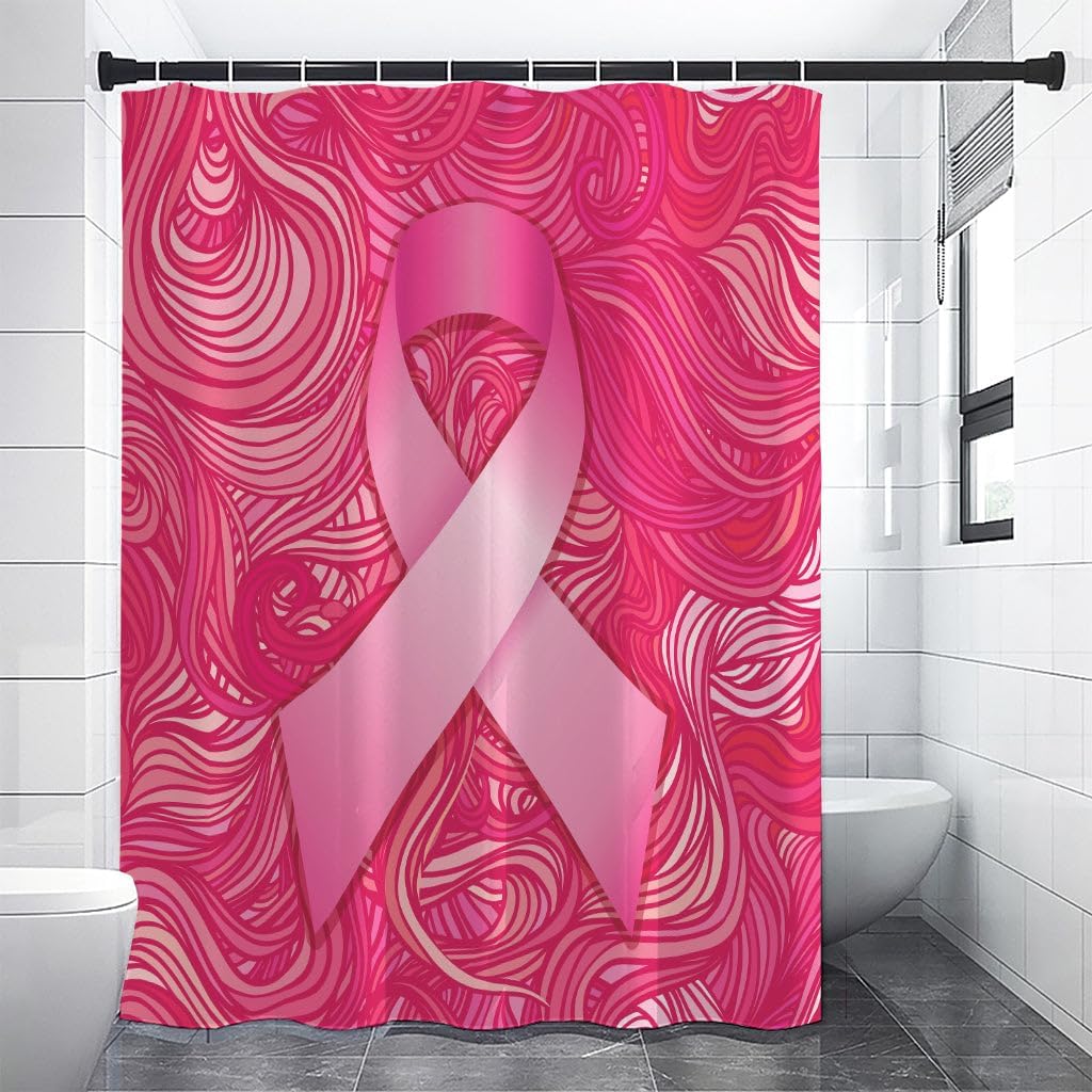 Amazon.com: Pink Ribbon Breast Cancer Awareness Shower Curtain ...