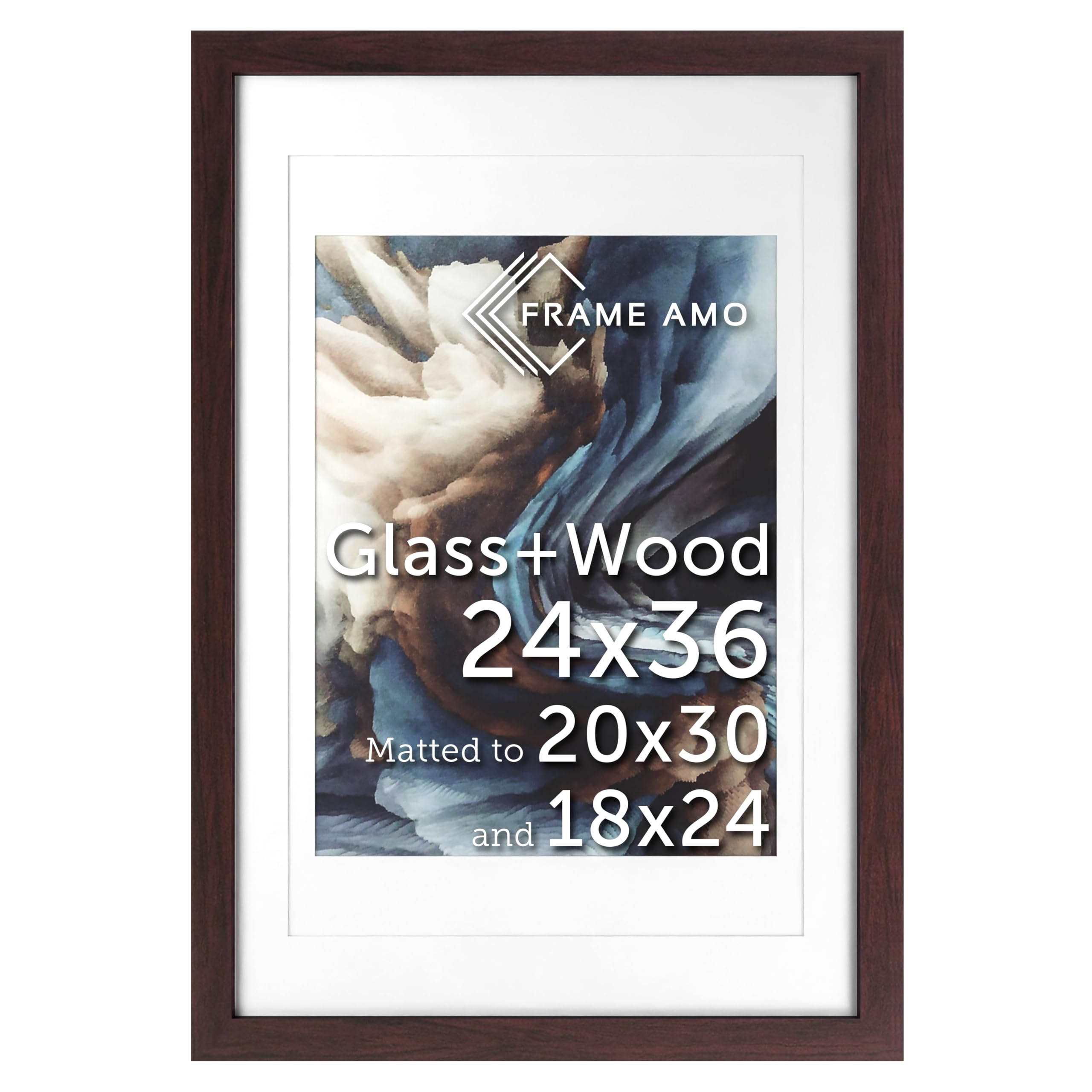 Amazon.com - Frame Amo 24x36 Solid Wood Poster Frame, White Multi Mat ...