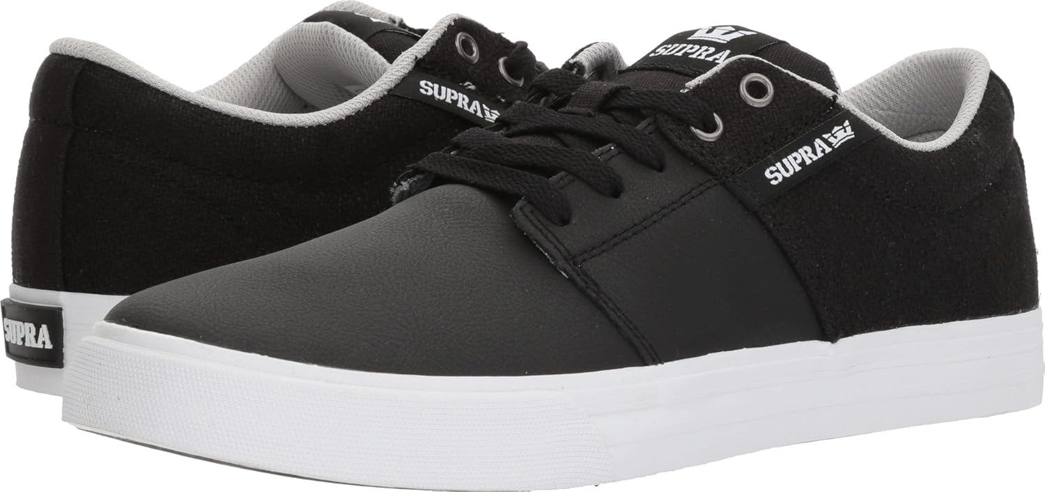 Amazon.com | Supra Stacks II Vulc Black/Cool Grey-White-M 08029-022-M ...