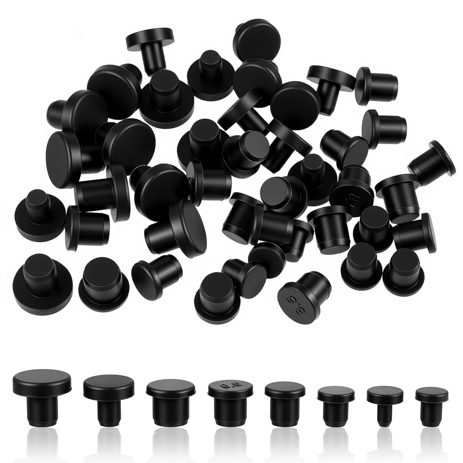 Amazon.com: 80Pcs Silicone Rubber Hole Plug Kit, 8 Sizes Black Rubber ...