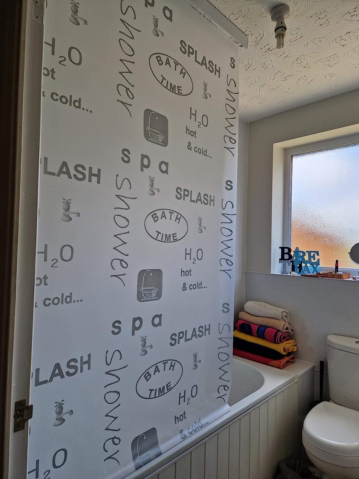 vidaXL Shower Roller Blind Splash Design, 100x240 cm, Grey Splash, Easy ...