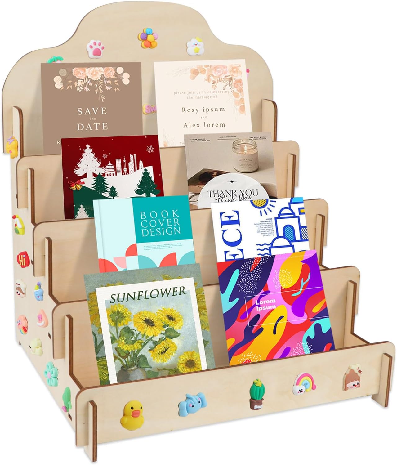 Amazon.com: Rvinok 4 Tier Greeting Card Display Stand Wooden Display ...