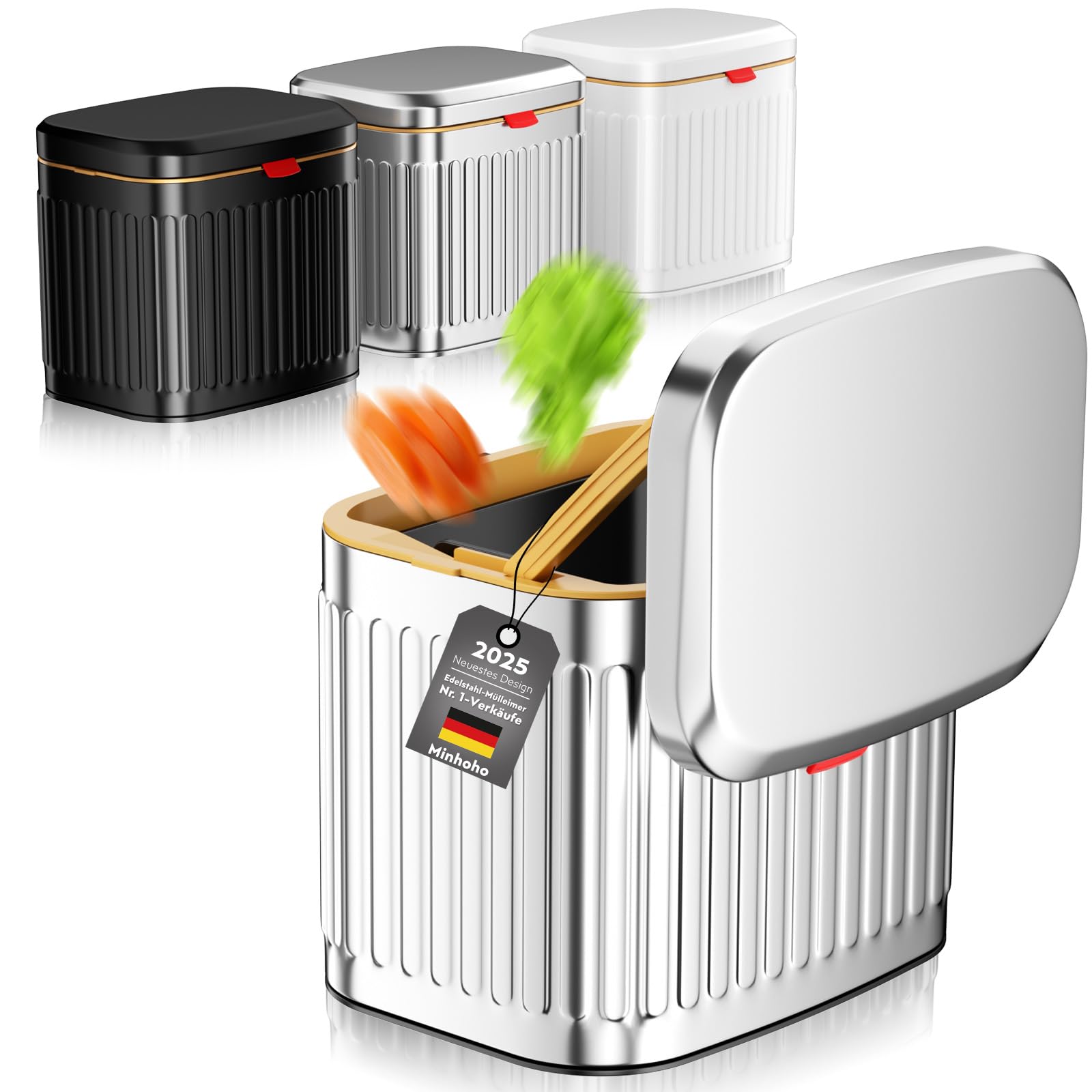 Stainless Steel Compost Bin for Kitchen, Hanging Bin with Lid, 4L ...