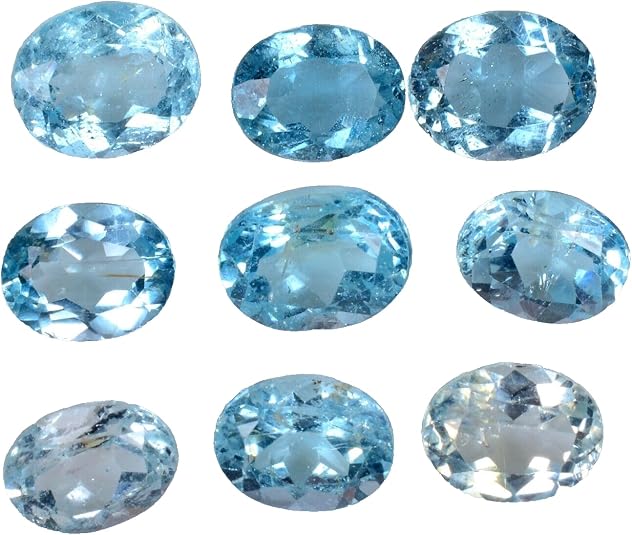 Amazon.com: gemsindia VVS 9 Pcs/31.40 Ct. Natural Sky Blue Topaz 9mm ...