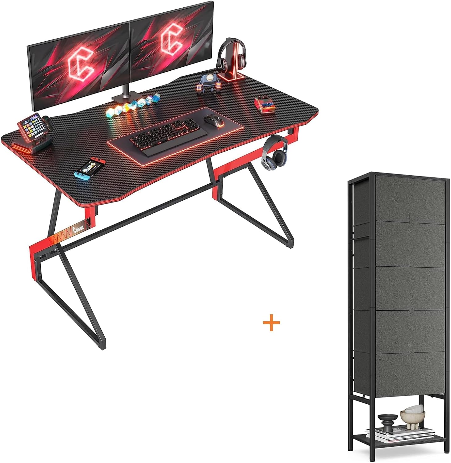 Amazon.com: CubiCubi Simple Gaming Desk Z Shaped 47 inch Gamer ...
