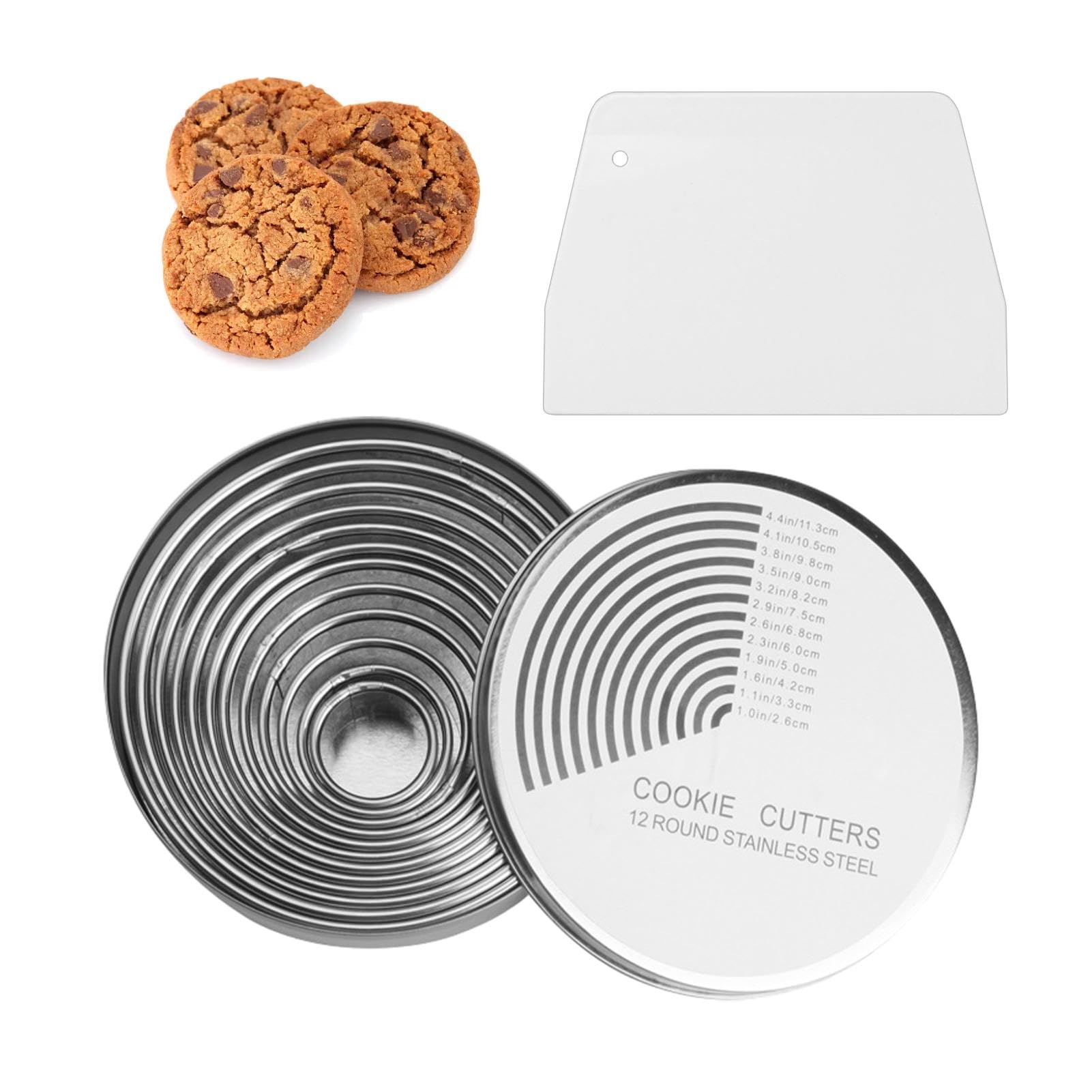 12pcs Round Cookie Cutters, Pastry Cutter Scone Cutters for Baking with ...