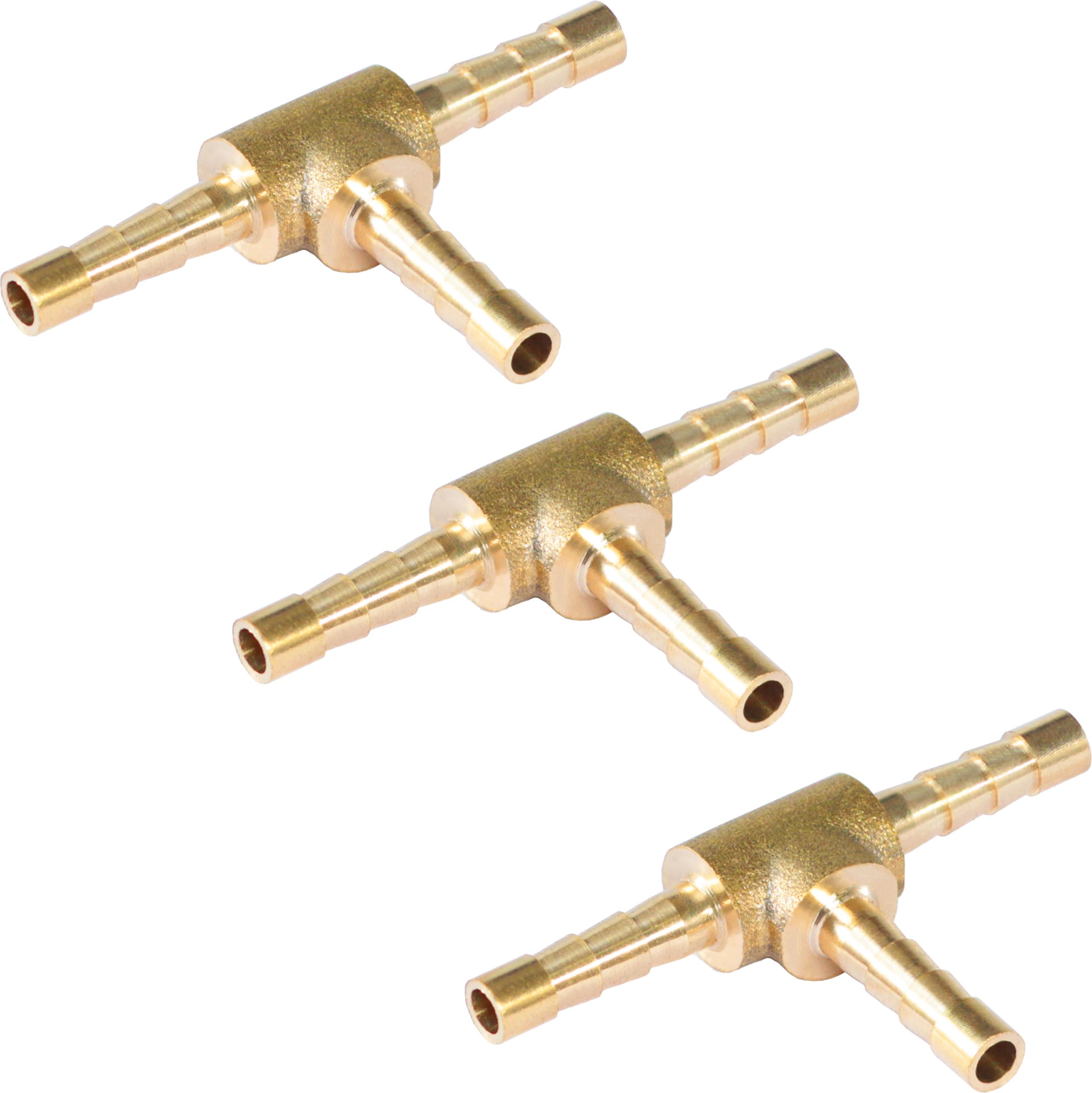 Amazon.com: Brass Hose Barb Tee 1/8" x 1/8" x 1/8" Barbed T -Fitting 3 ...