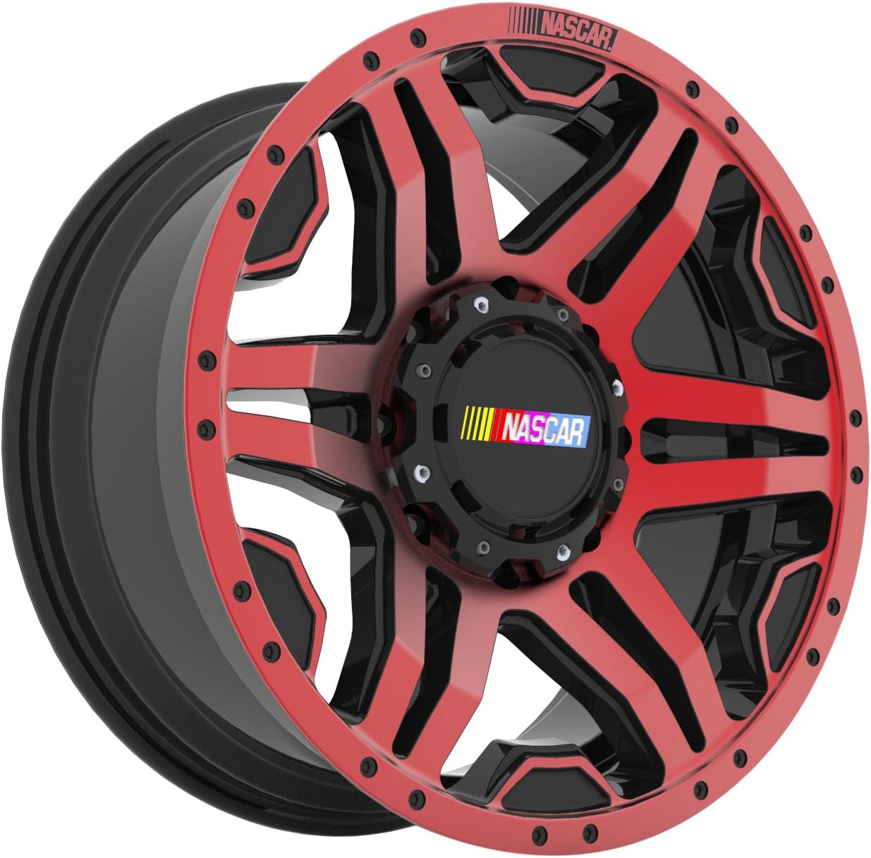 Amazon.com: NASCAR N316 Gloss Red Wheel with Milled Rivets/Machine Face ...