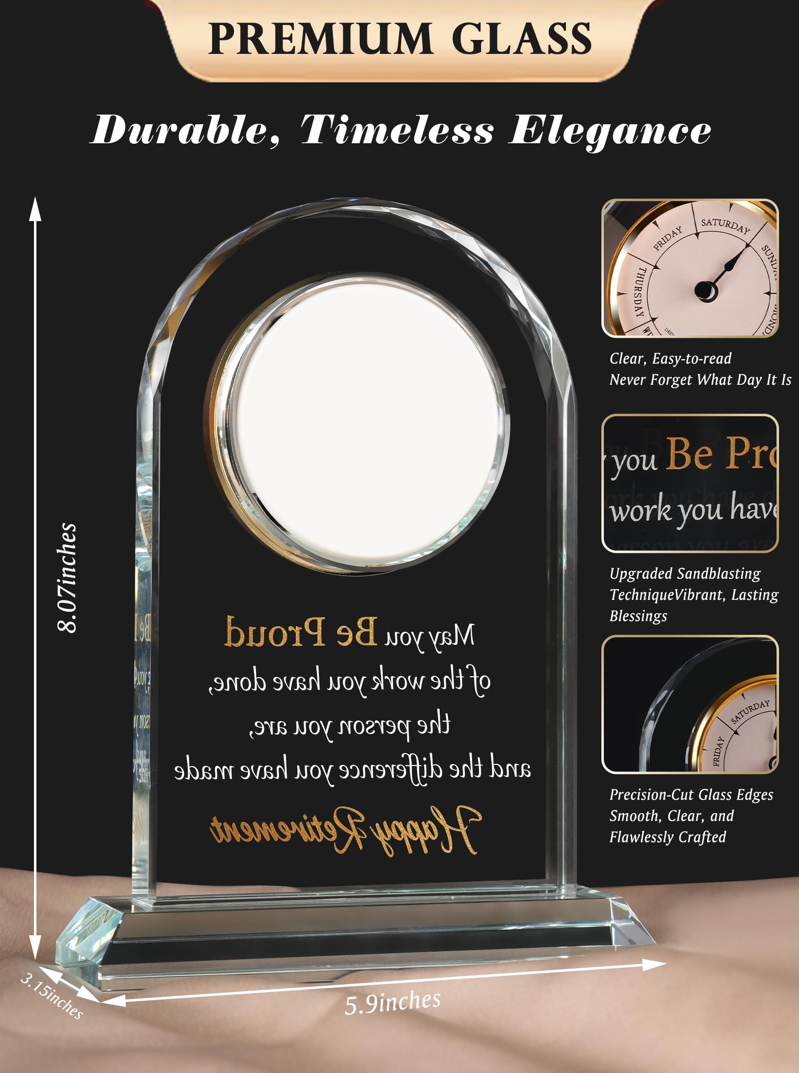 Retirement Gift Clock Laser Engraved Retirement Crystal Clock ...