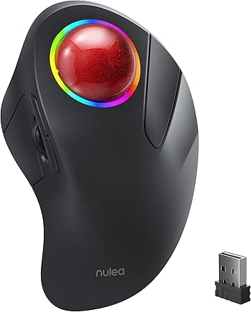 Wireless Trackball Mouse, Rechargeable Ergonomic RGB Rollerball Mouse ...