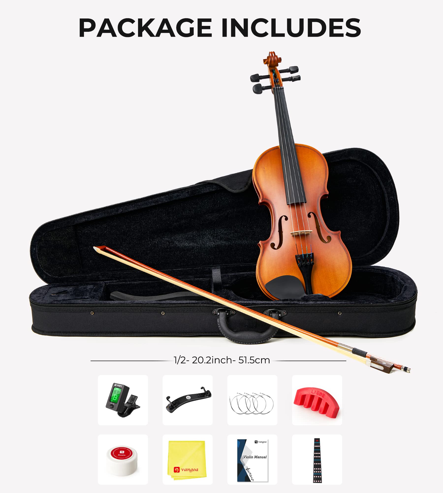 Snapklik.com : Vangoa 1/2 Violin Set For Beginners Kids Student Fiddle ...