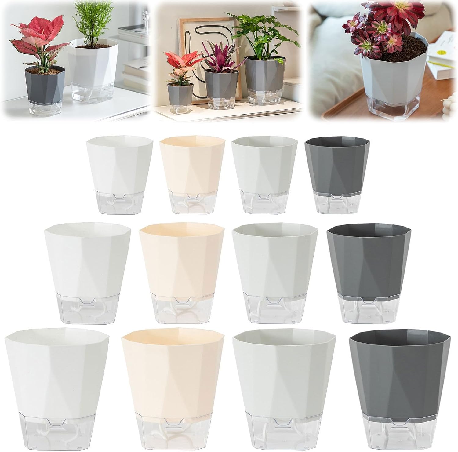 Amazon.com: Self Watering Planter Pots for Indoor Outdoor Plants, 5 ...