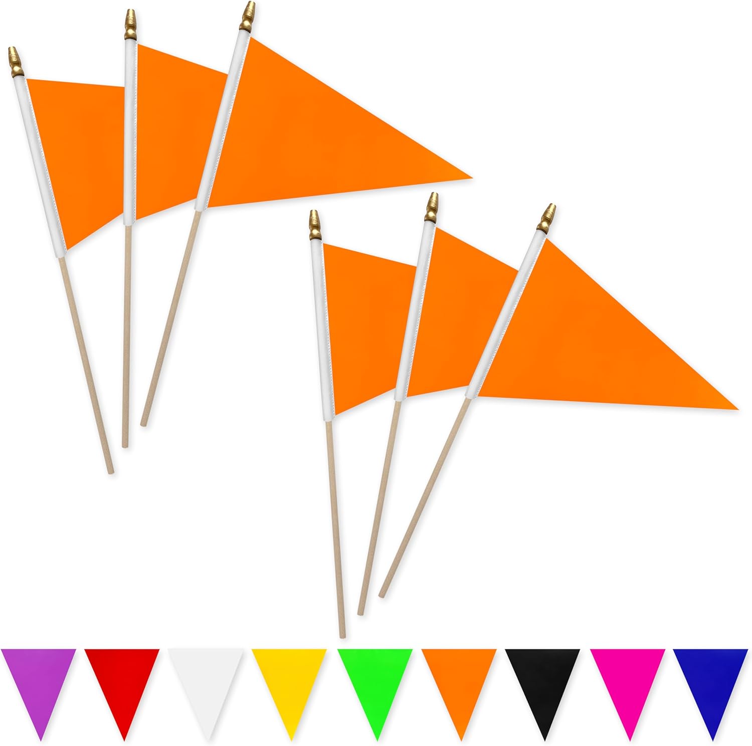 Amazon.com : AuTop 20 Pack Solid Color Plain Orange Pennant Flags on ...