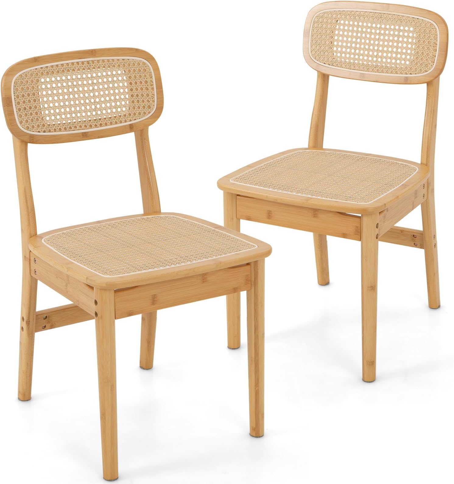 GIANTEX Lot de 2 chaises en rotin, chaises modernes avec dossier et ...