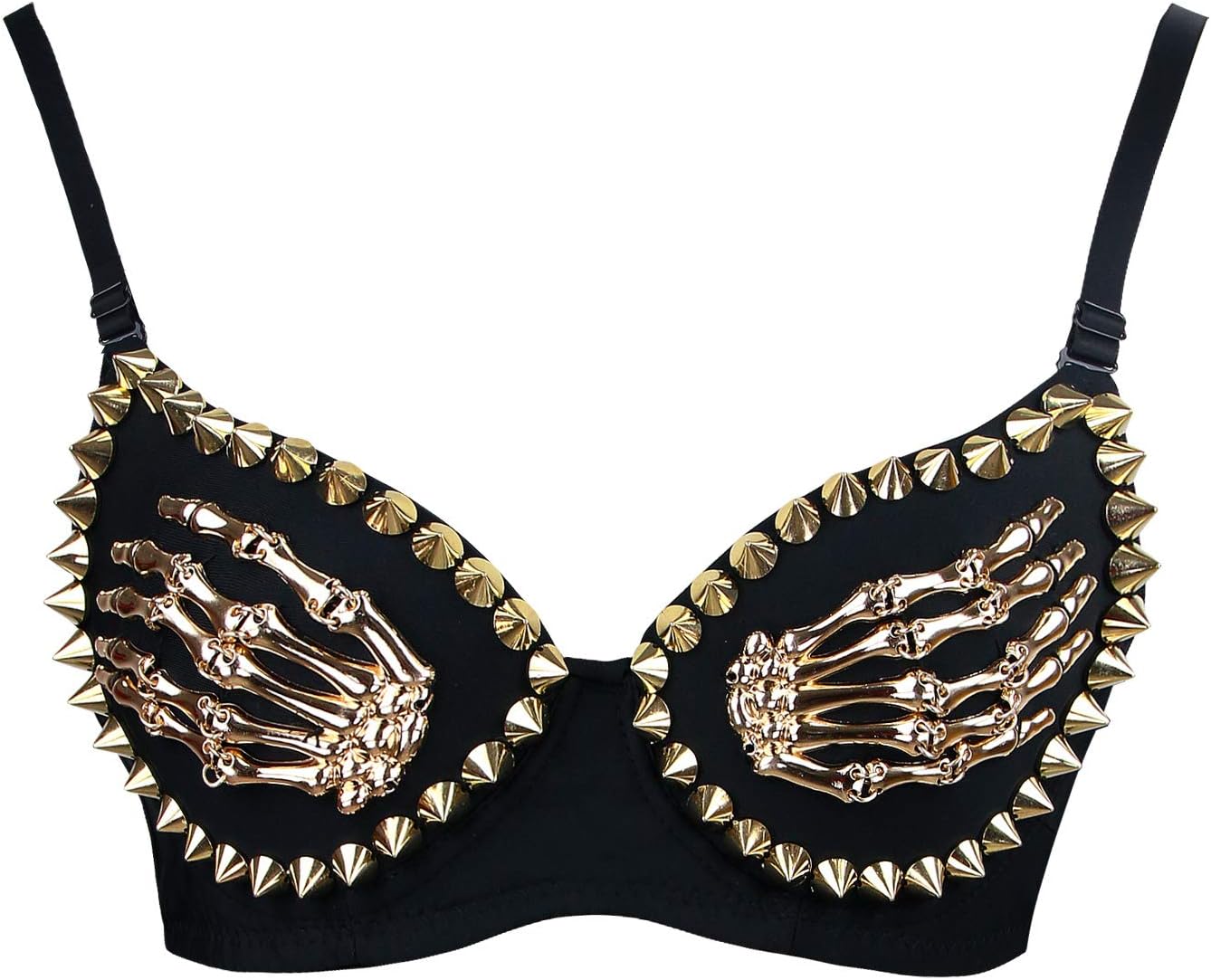Charmian Women's B Cup Goth Punk Metallic Rivets Skeleton Clubwear ...
