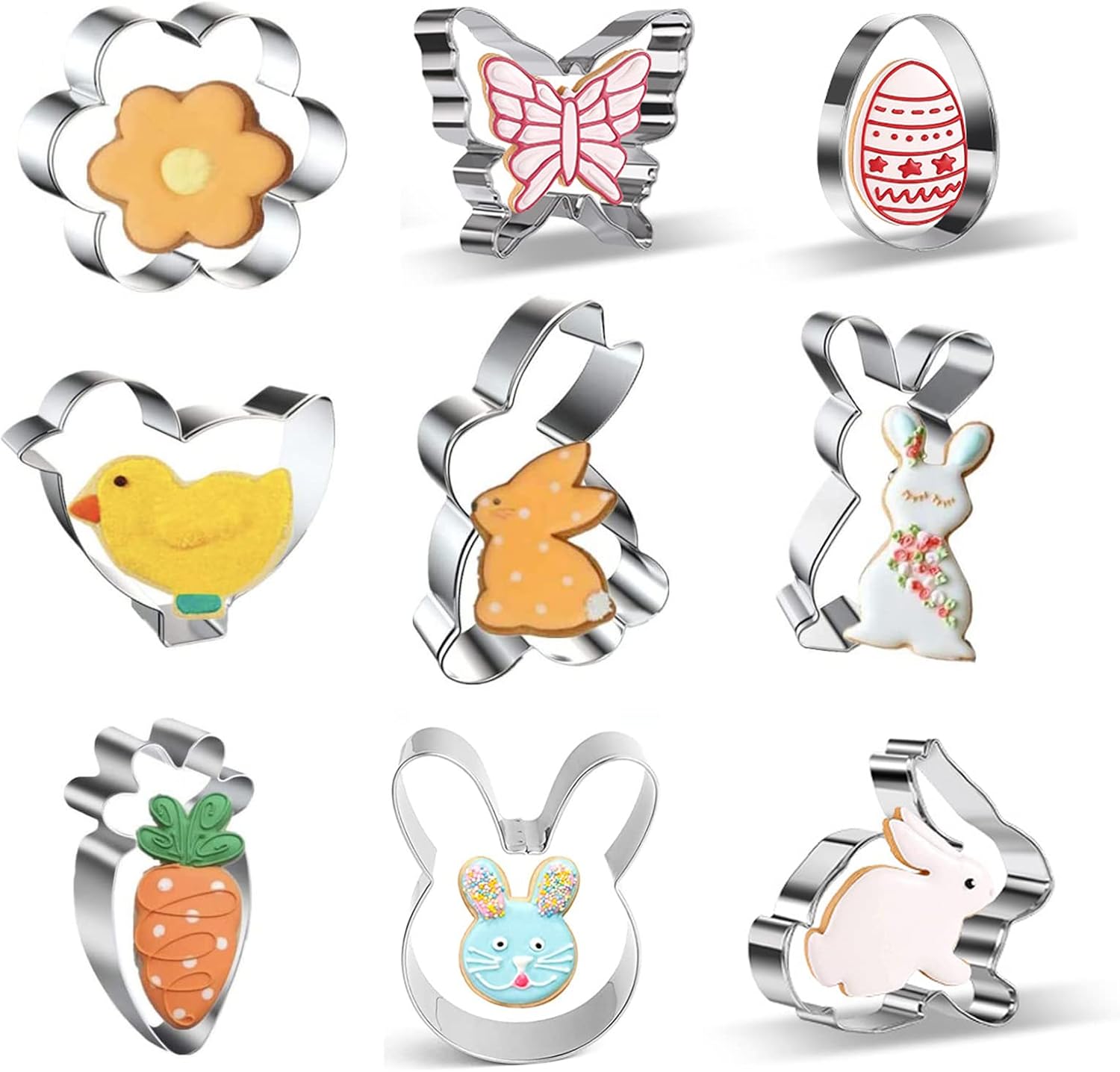 Amazon.com: 9 Pieces Easter Cookie Cutters Set - Cute Easter Themed ...