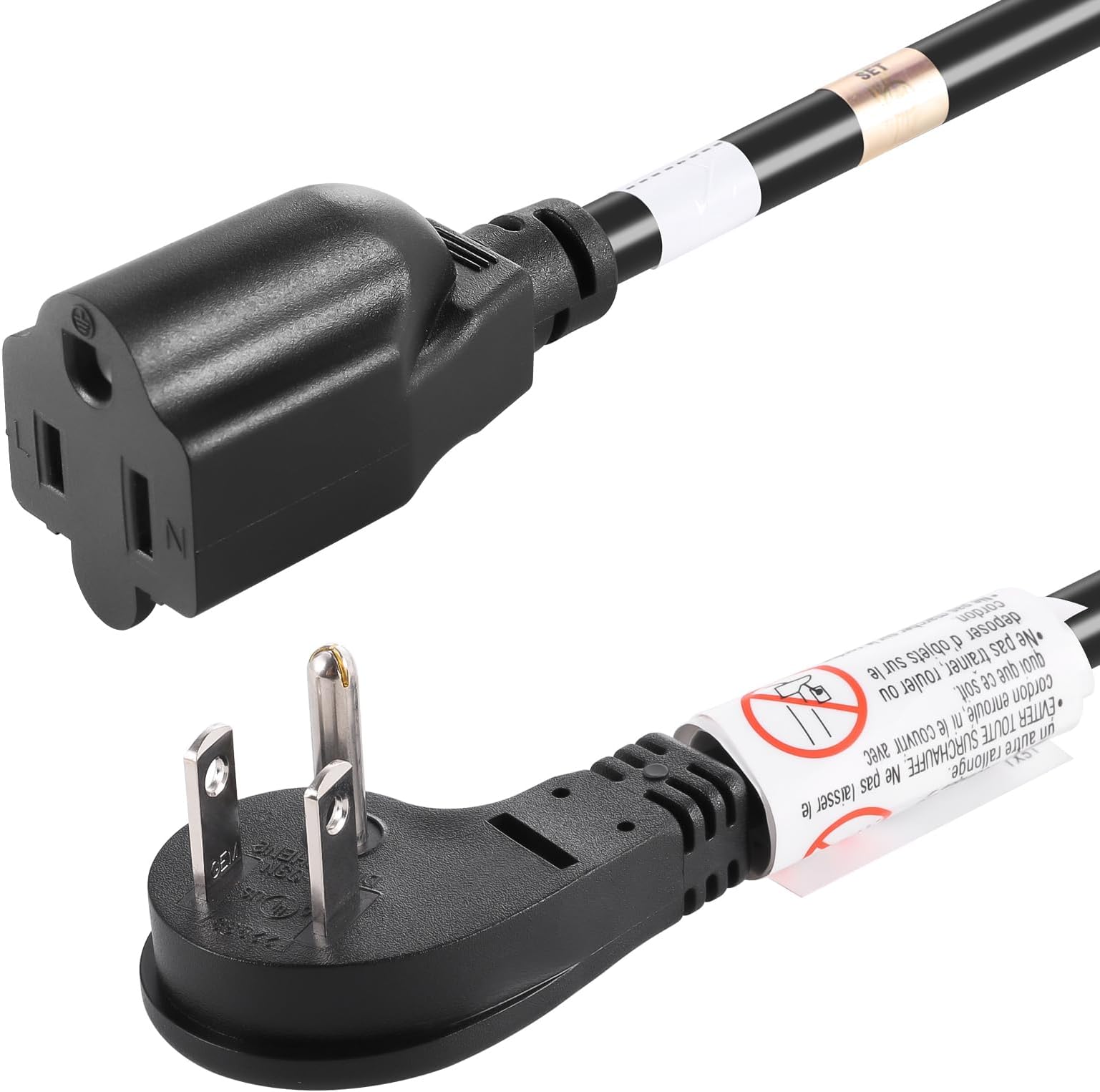 Amazon.com: 15A Flat Plug Extension Cord, Heavy Duty 3 Prong Grounded ...