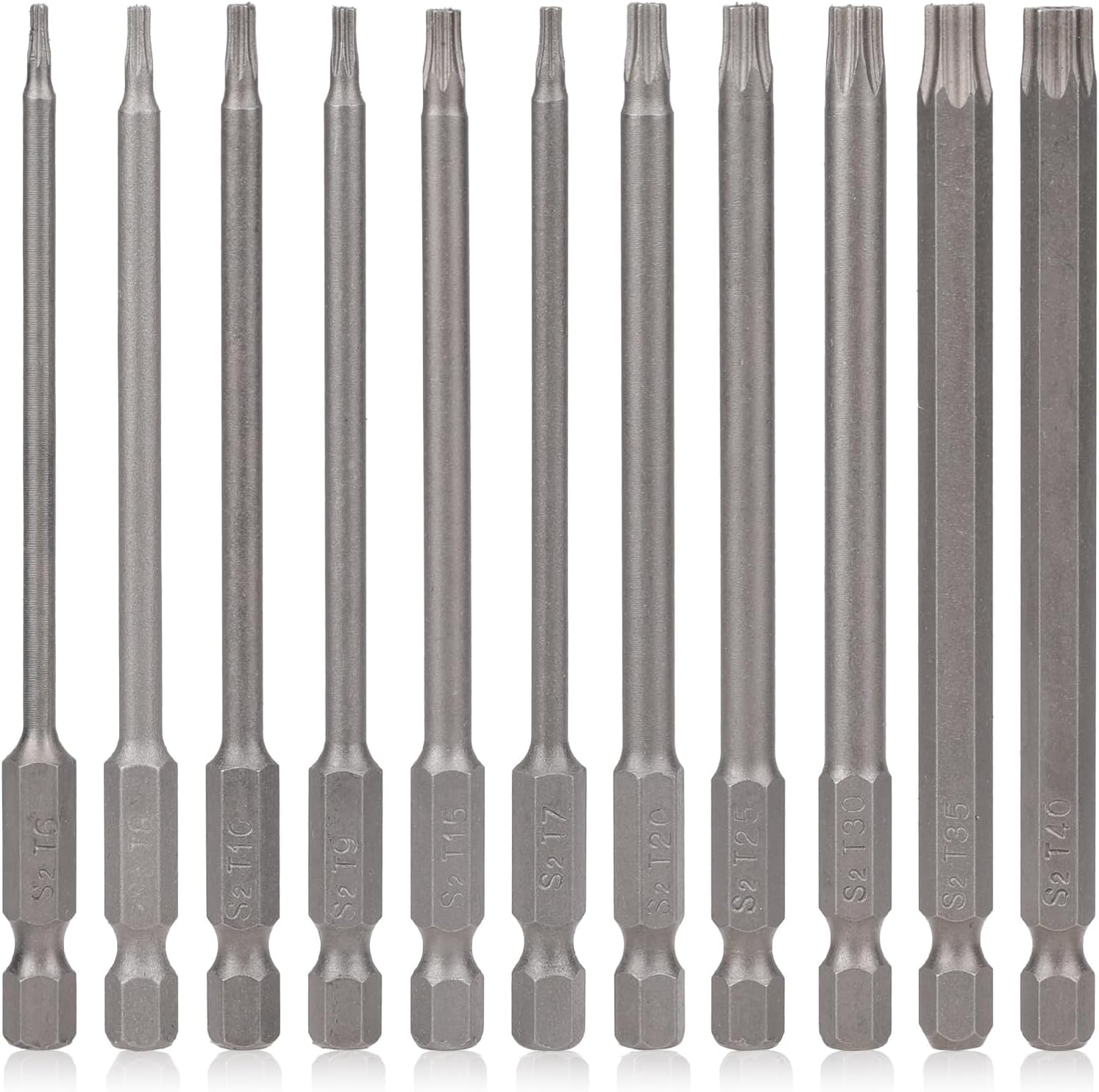 11 Pcs Torx Screwdriver Bit Sets 100mm T6-T40 S2 Steel Magnetic Star ...