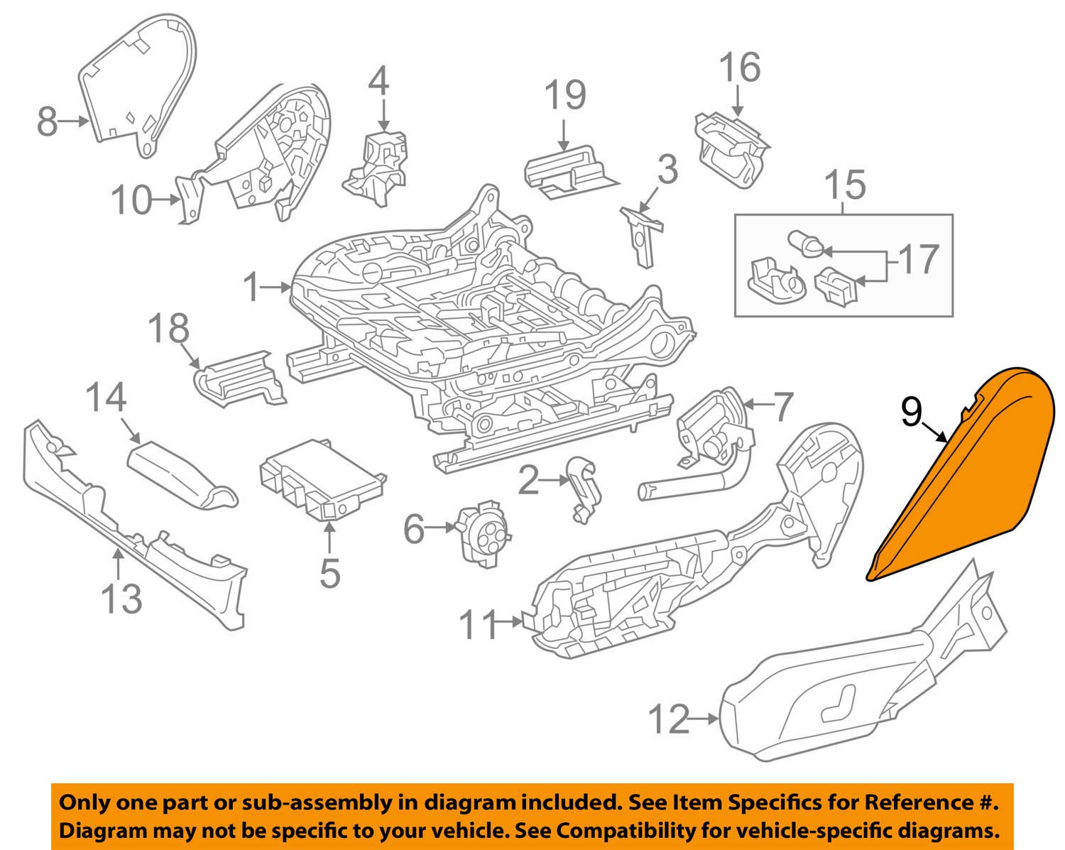 Amazon.com: Mercedes Benz Genuine Recline Cover 205-919-19-22-9051 ...