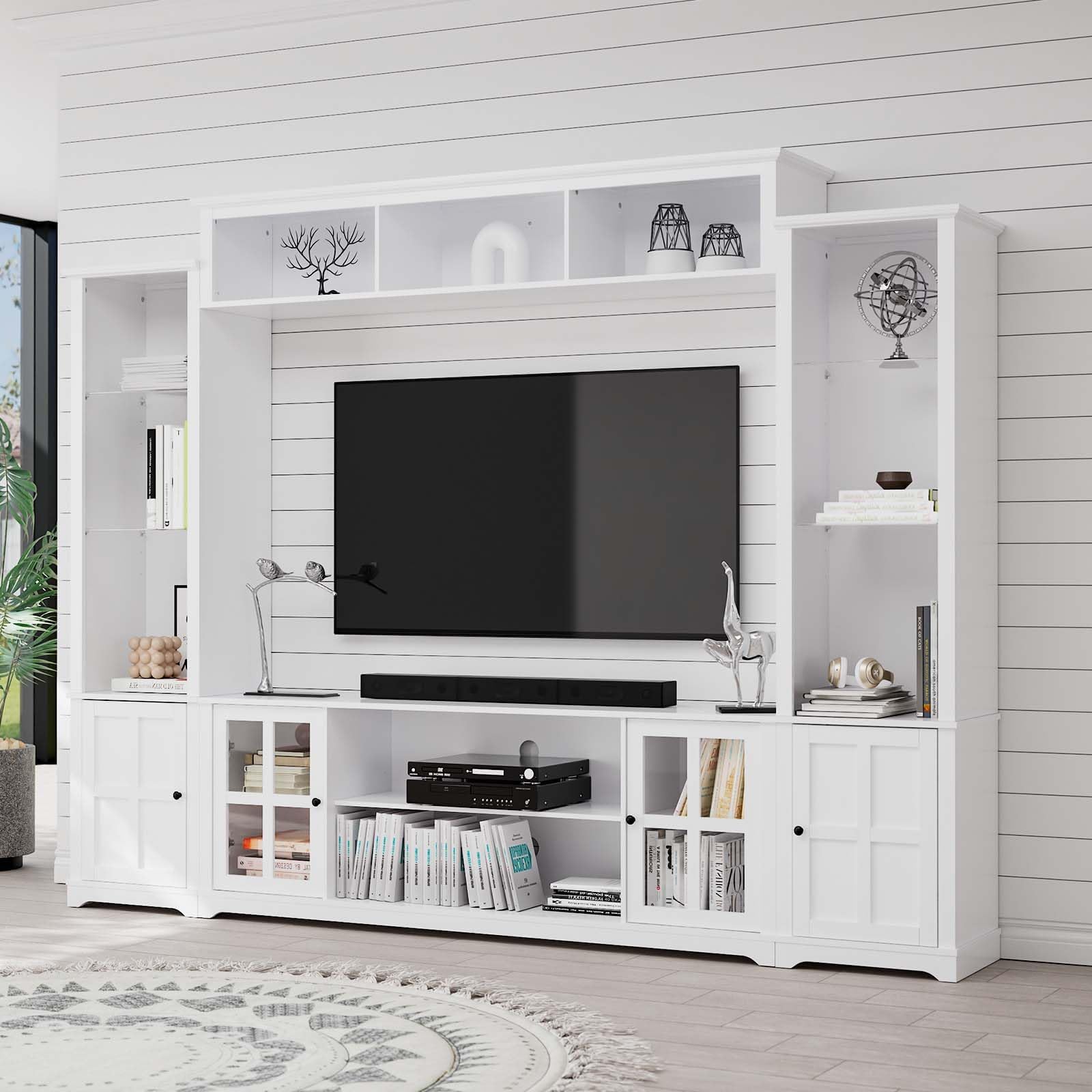 Amazon.com: Tatub Large Wall Unit Entertainment Center with Storage ...