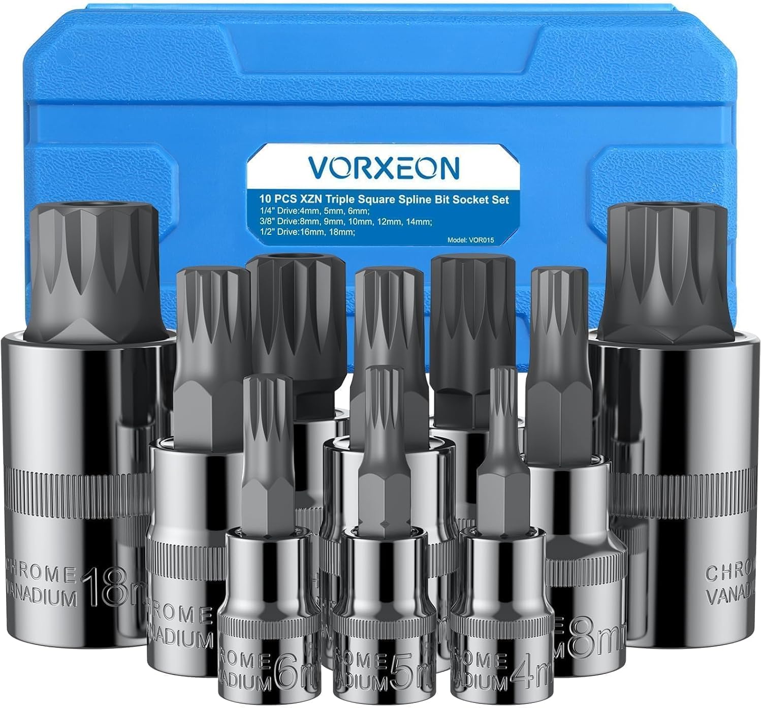 VORXEON Douille XZN Male Embout XZN pour Clef Plate à Oeil M4 - M18, 10Pcs Coffret Douille XZN ...