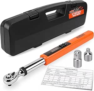 HORUSDY 3/8" Drive Digital Torque Wrench, 4.4-44.3Ft.lb / 3-60N.m, 2% Accuracy LED Display with ...