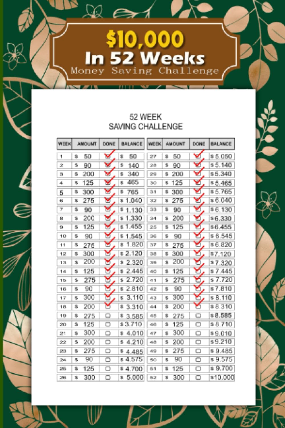 Amazon.com: 52 Weeks Money Saving Challenge: Saving Challenge Journal ...