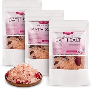 Amazon.com: XIWEIOO Bath Salts KIT Pack of 3 Natural Epsom Salt Rose ...
